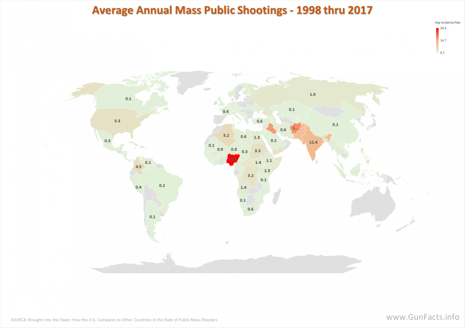 MASS SHOOTINGS – International Map 1998 thru 2017 | Gun Facts